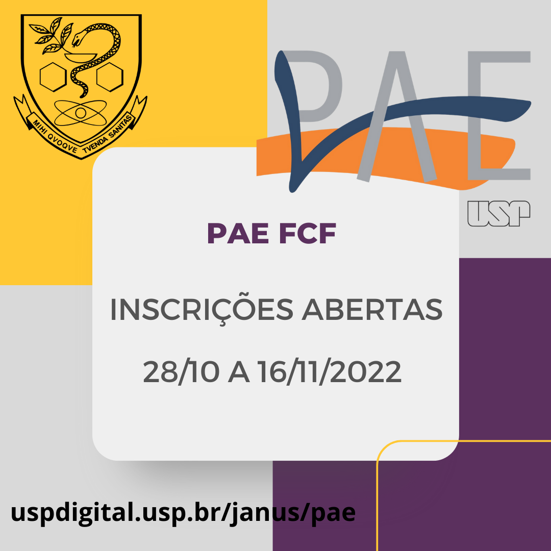 PAE FCF – 1º SEMESTRE 2023: INSCRIÇÕES ABERTAS DE 28/10 A 16/11/2022 ...